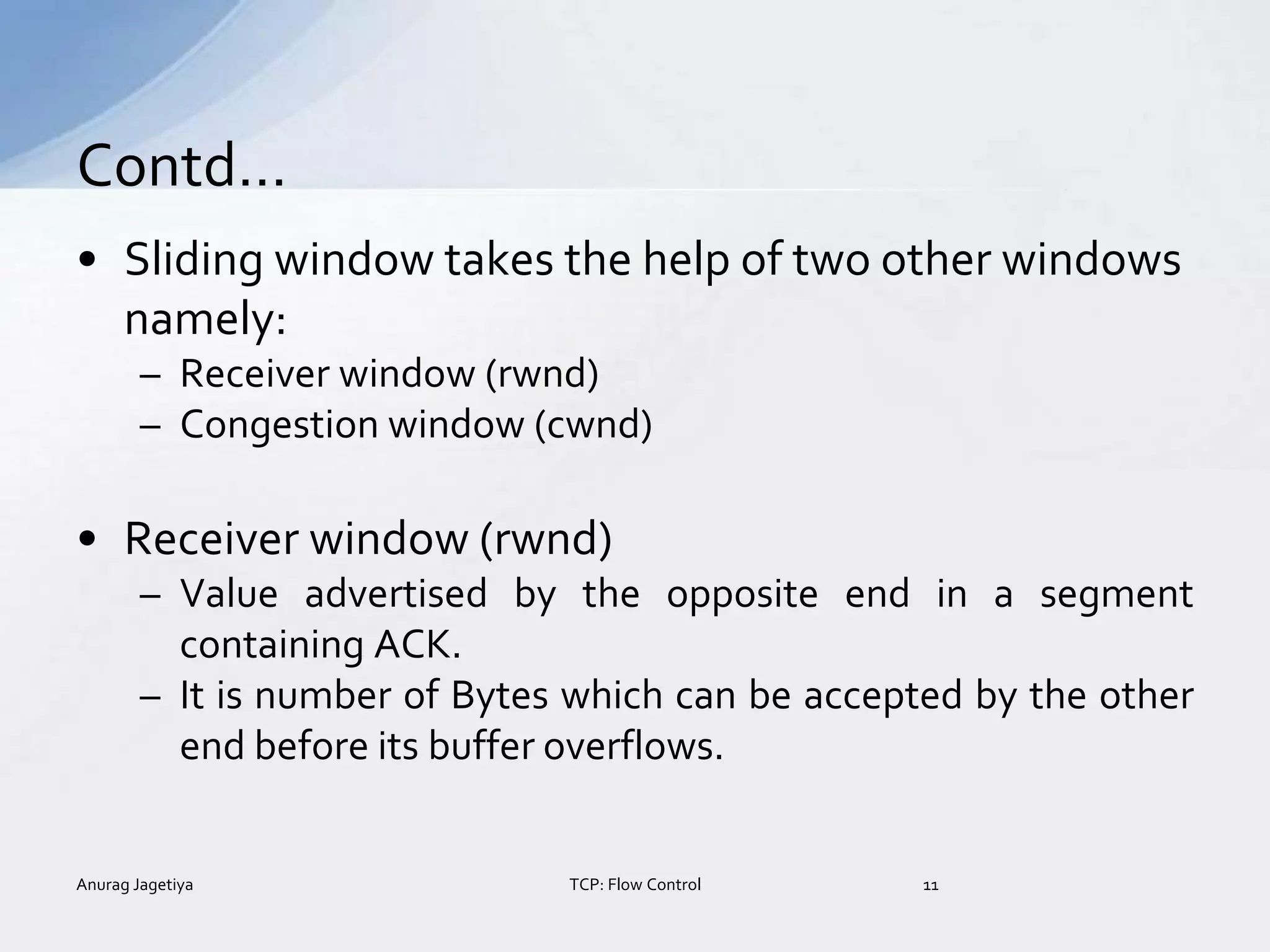Tcp Protocol Flow Control Pptx Internet Computing
