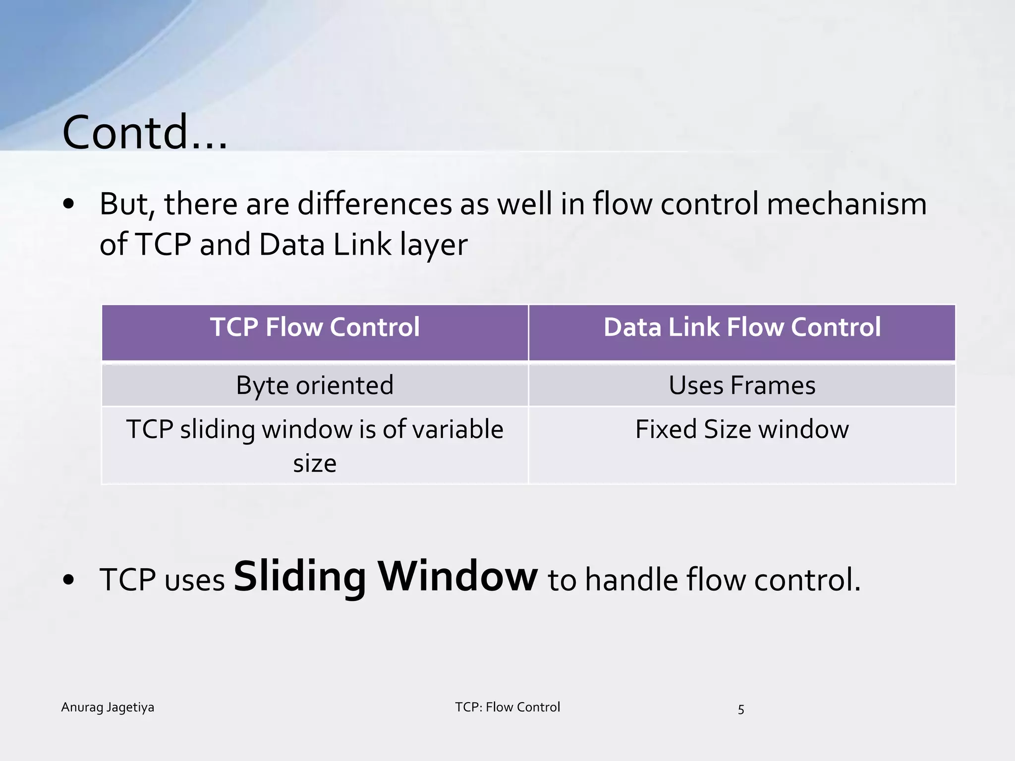 Tcp Protocol Flow Control Pptx Internet Computing
