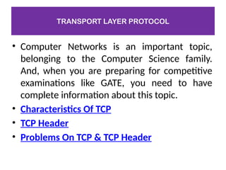 COMPUTER NETWORKS - TCP GATE COACHING QUESTIONS | PPTX