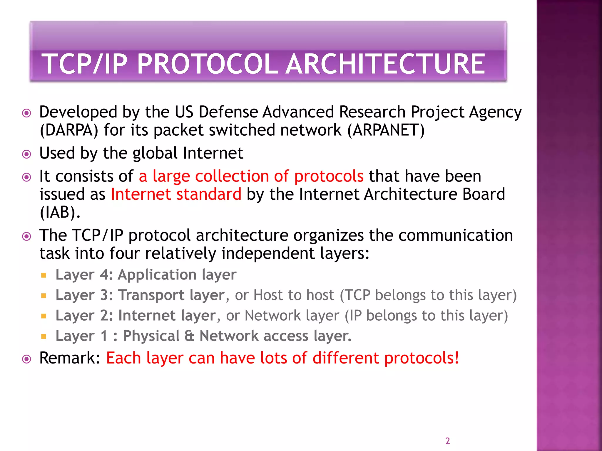 TCP/IP Protocol Architeture | PPTX | Internet | Computing