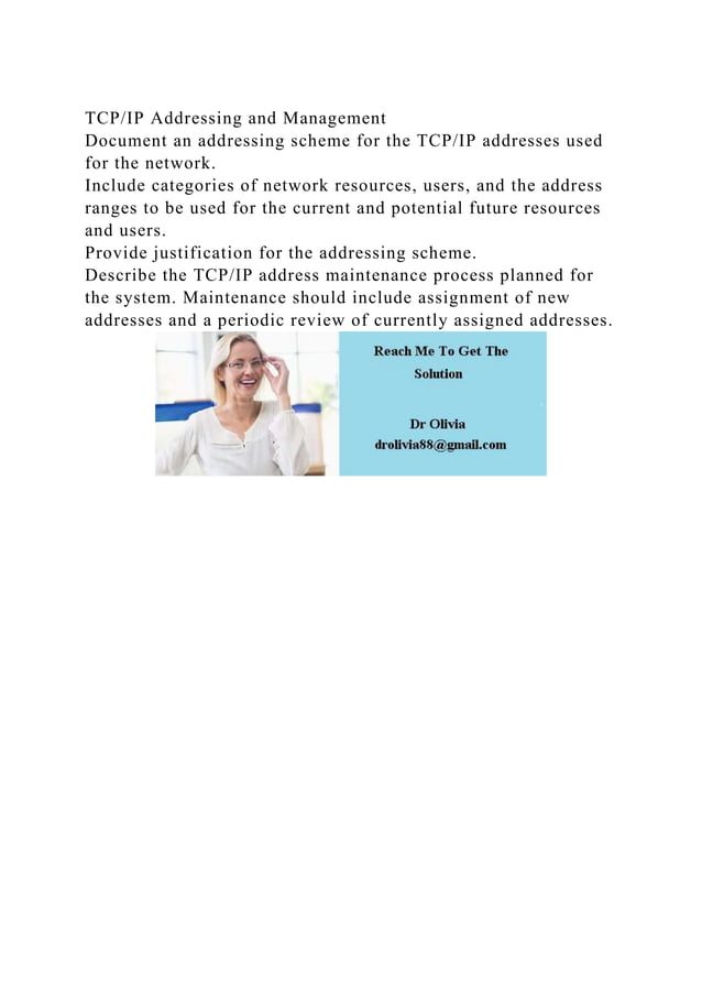 TCPIP Addressing and ManagementDocument an addressing scheme for .docx