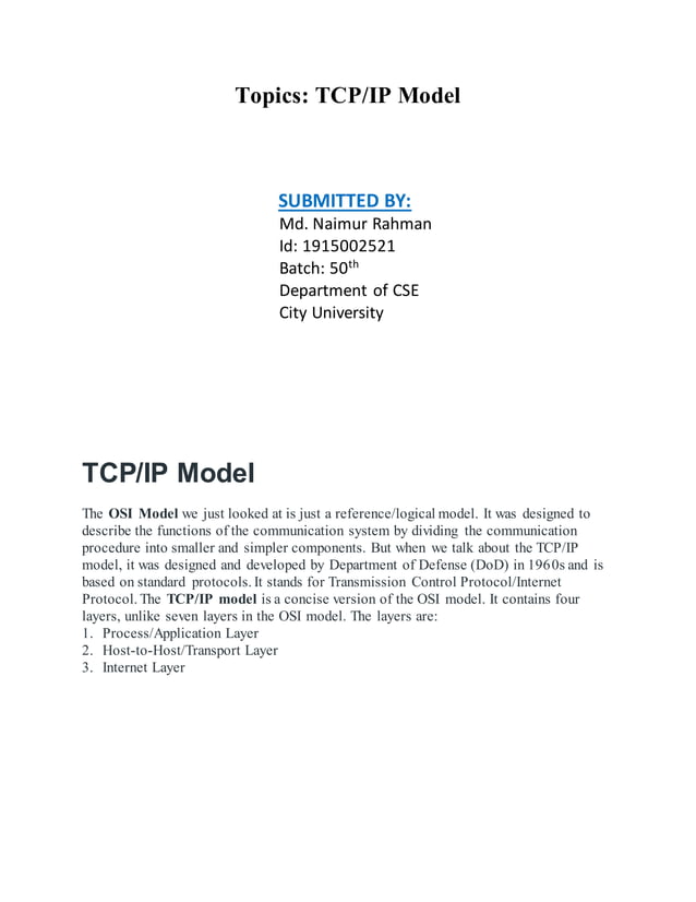 Tcp/Ip Model | DOCX
