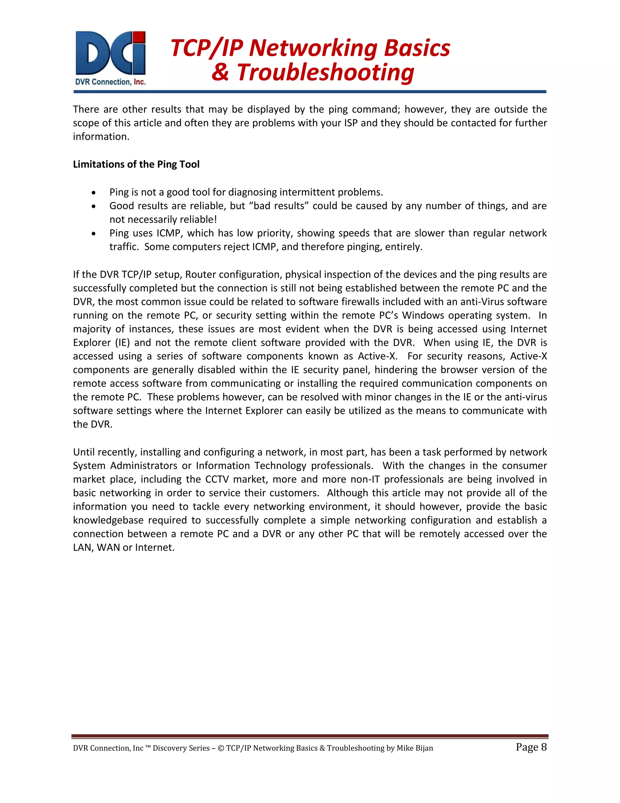 Tcpip Networking Basicsandtroubleshooting Pdf