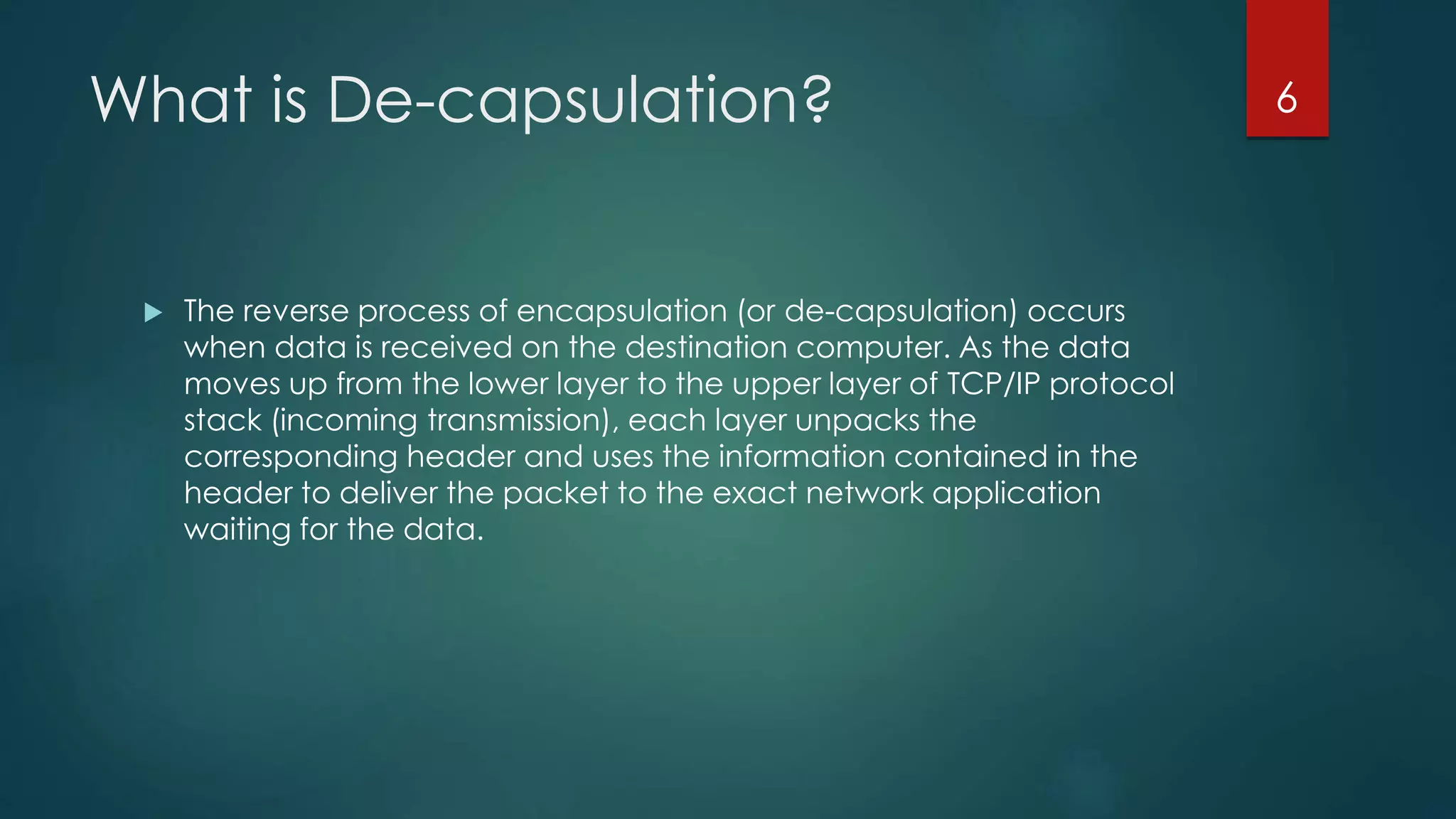 TCP/IP Presentation lab encapsulation and de-capsulation Nick Raston ...