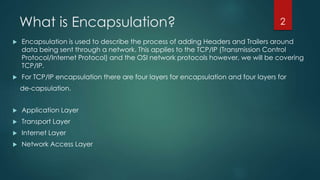 TCP/IP Presentation lab encapsulation and de-capsulation Nick Raston ...