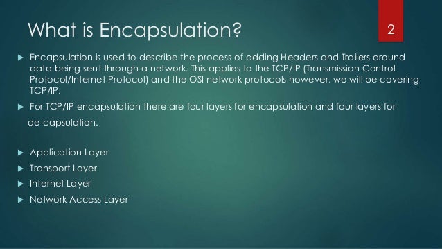TCP/IP Presentation lab encapsulation and de-capsulation Nick Raston