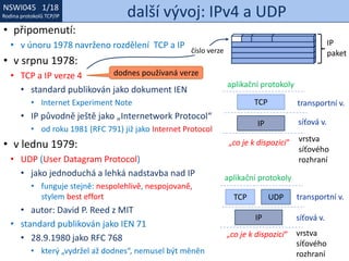 Rodina protokolů TCP/IP, téma 1: Vznik TCP/IP | PPTX