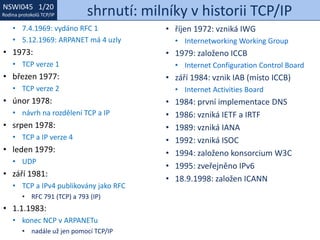 Rodina protokolů TCP/IP, téma 1: Vznik TCP/IP | PPTX