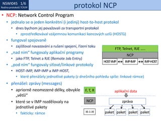 Rodina protokolů TCP/IP, téma 1: Vznik TCP/IP | PPTX