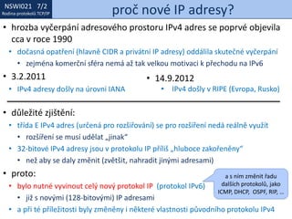 Rodina protokolů TCP/IP, téma 7: IP adresy verze 6 | PPTX