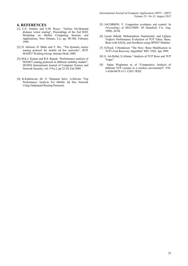 Comparative Analysis of Different TCP Variants in Mobile Ad-Hoc Network | PDF