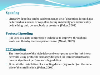 TCP Enhancements for Satellite Networks, Using TCP Spoofing | PPT