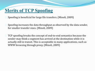 TCP Enhancements for Satellite Networks, Using TCP Spoofing | PPT