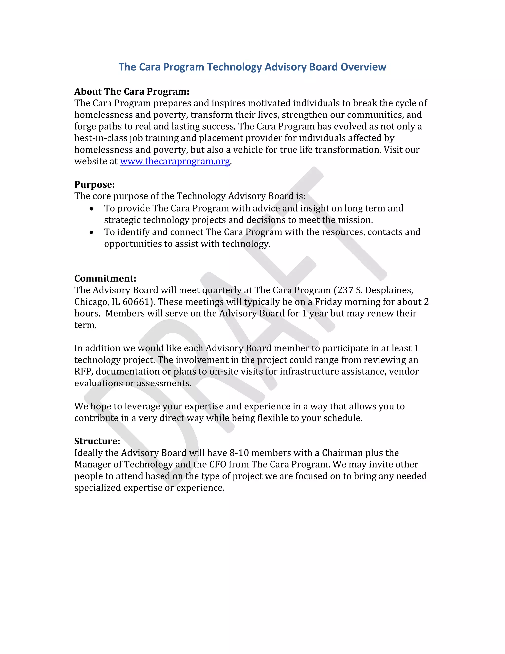 The Cara Program Tech Advisory Board overview | PDF