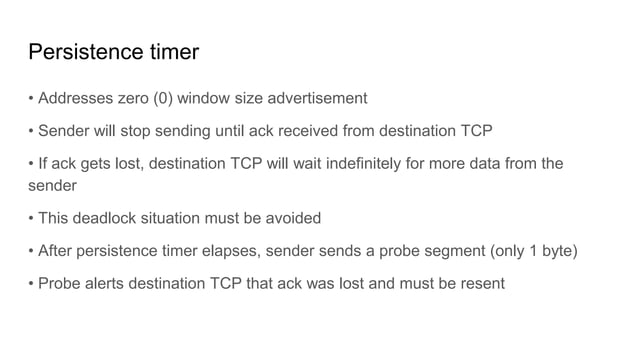 TCP timers in transport layer .pptx | Computer Networking | Computing
