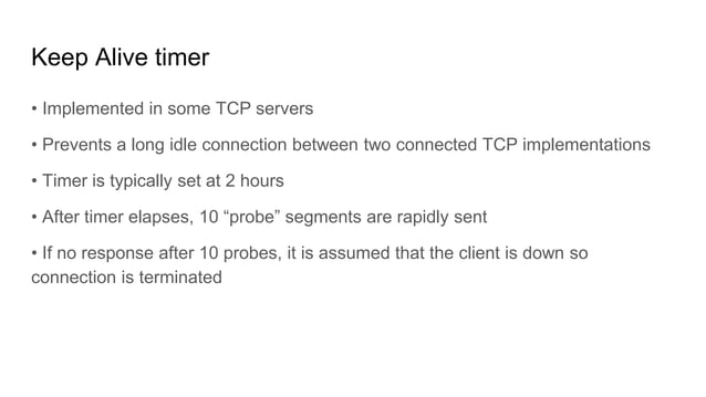 TCP timers in transport layer .pptx | Computer Networking | Computing