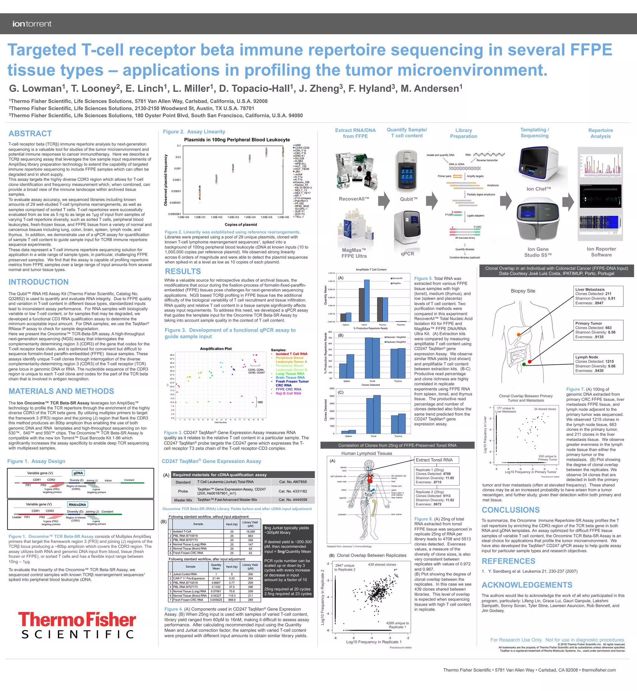 Targeted T-cell receptor beta immune repertoire sequencing in several FFPE tissue types ...