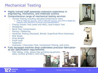 TCR Engineering Services - Material Testing Laboratory | PPT | Business ...