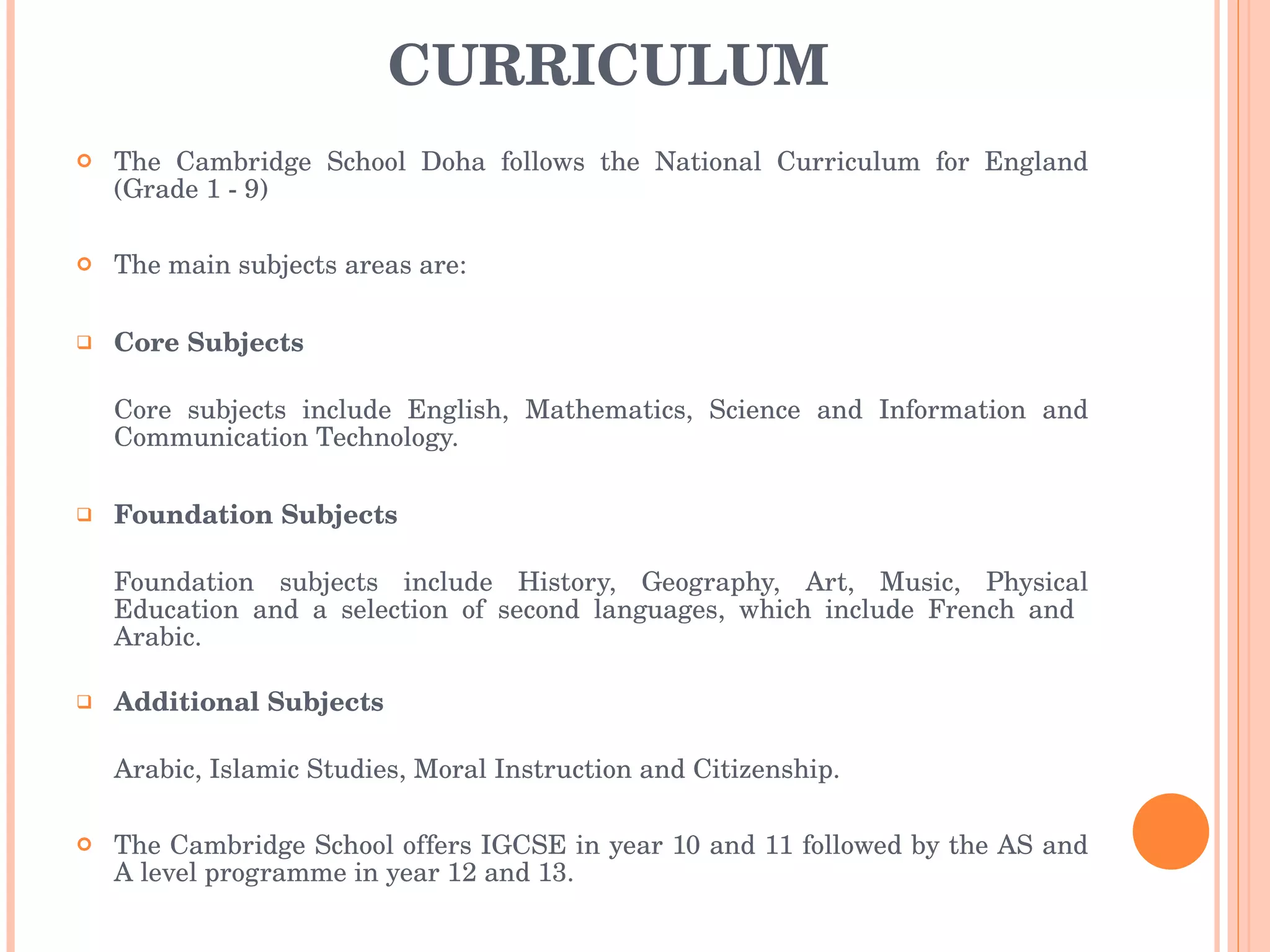 The Cambridge School, Doha | PPT
