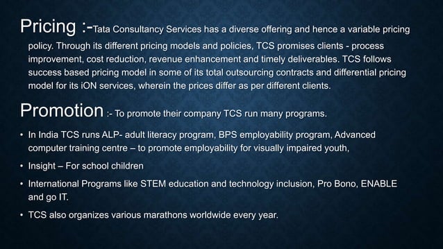 PPT ON TCS | PPTX | Business | Business and Finance