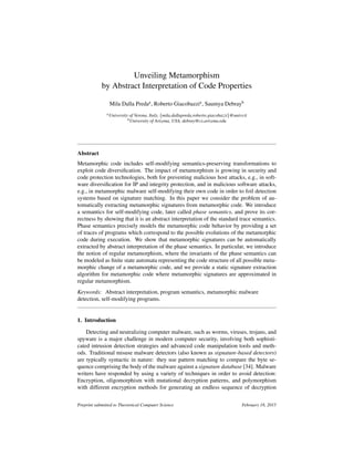 Unveiling Metamorphism by Abstract Interpretation of Code Properties | PDF