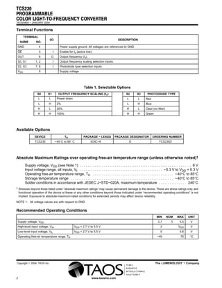 Tcs230 datasheet | PDF