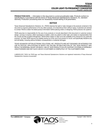 Tcs230 datasheet | PDF