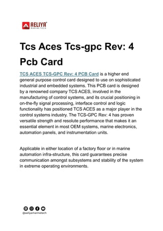 TCS ACES TCS-GPC Rev: 4 PCB Card – Advanced Industrial Control Board ...