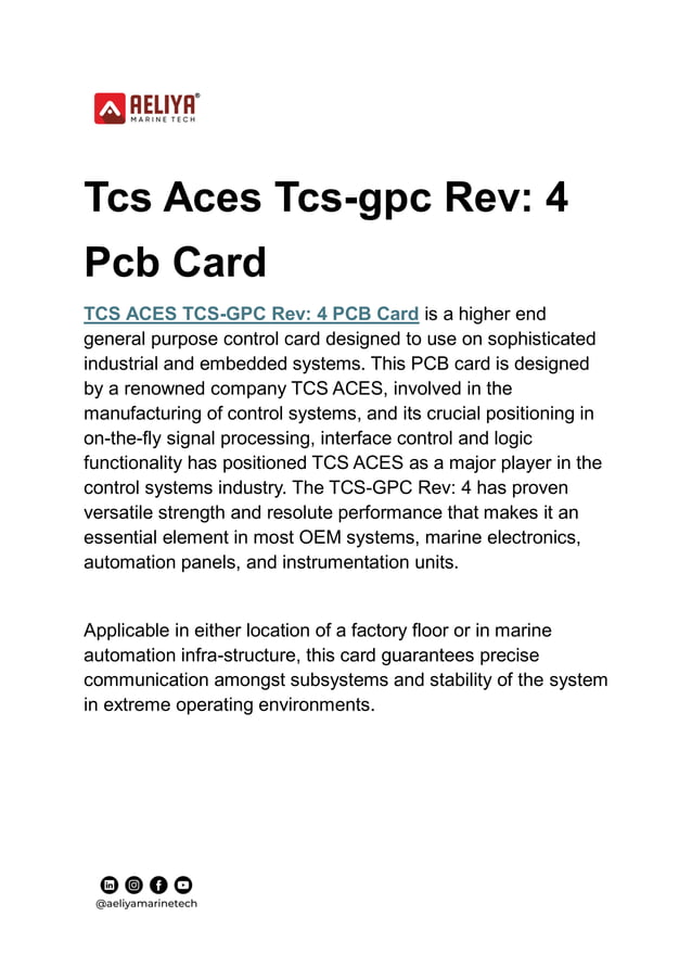 TCS ACES TCS-GPC Rev: 4 PCB Card – Advanced Industrial Control Board ...