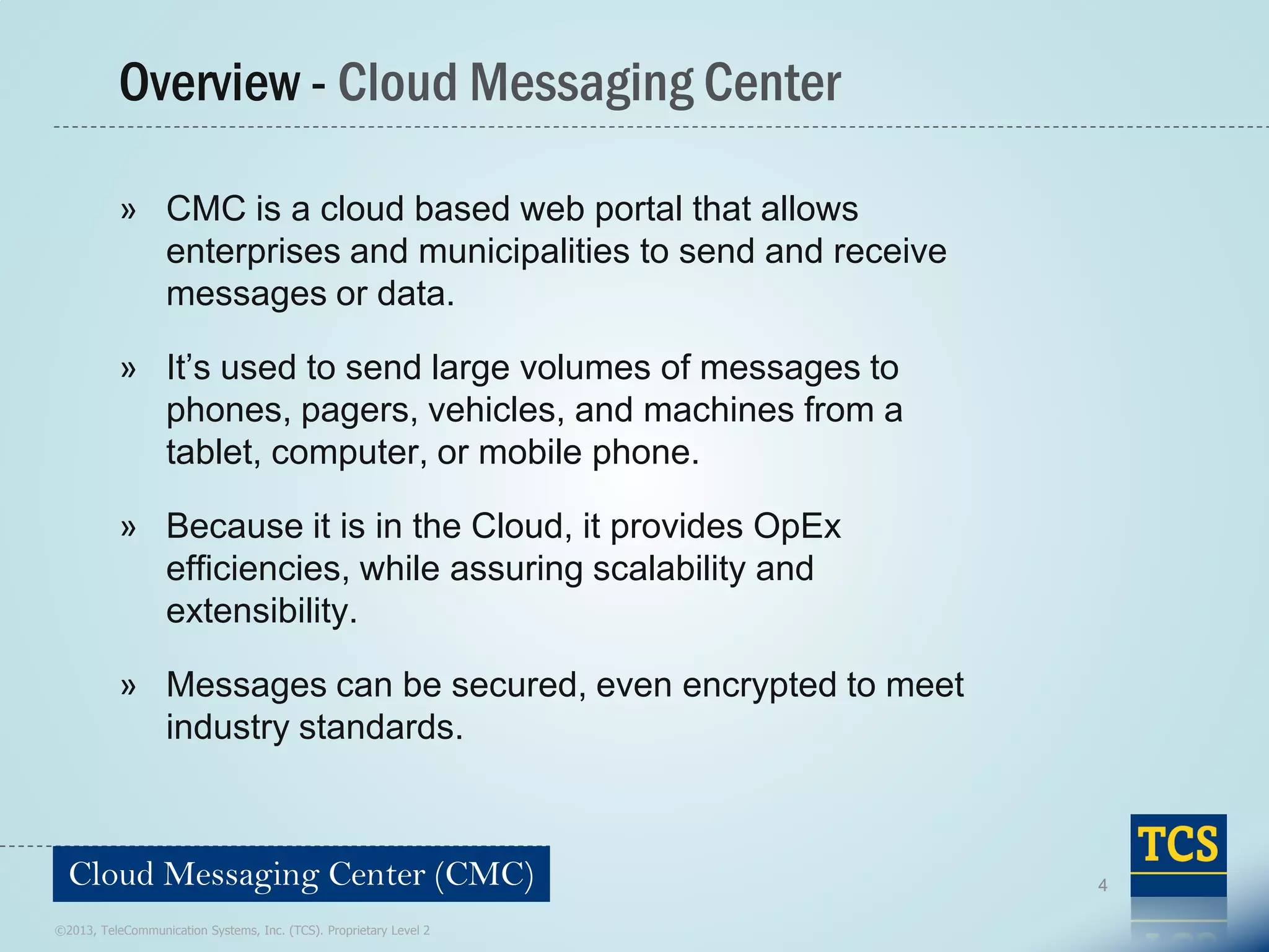 Tcs Cloud Messaging Center | PPT