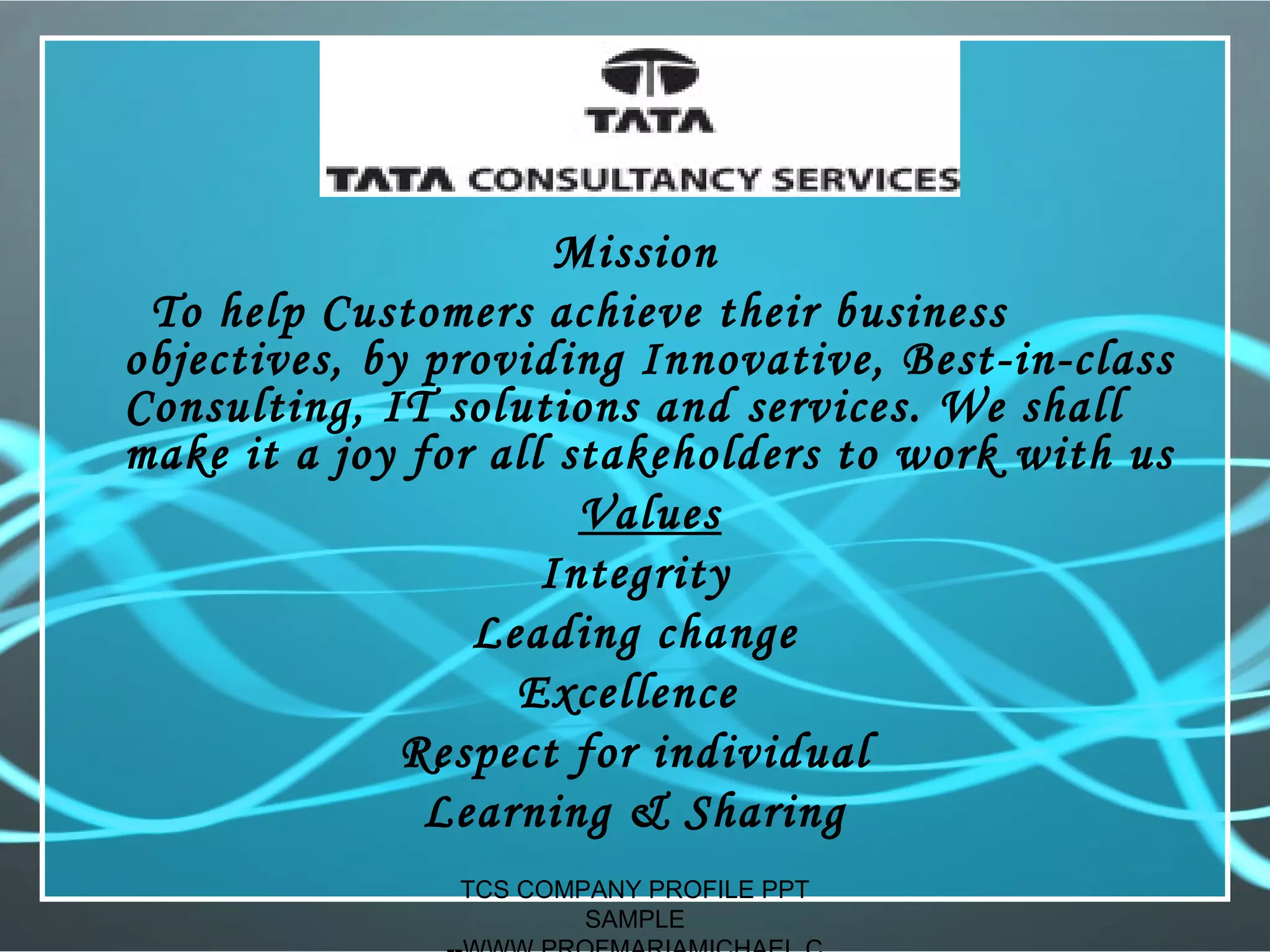 Tcs company profile presentation -sample | PPT