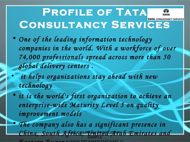 Tcs company profile presentation -sample | PPT