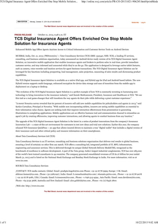 Tcs digital insurance agent offers enriched one stop mobile solution ...
