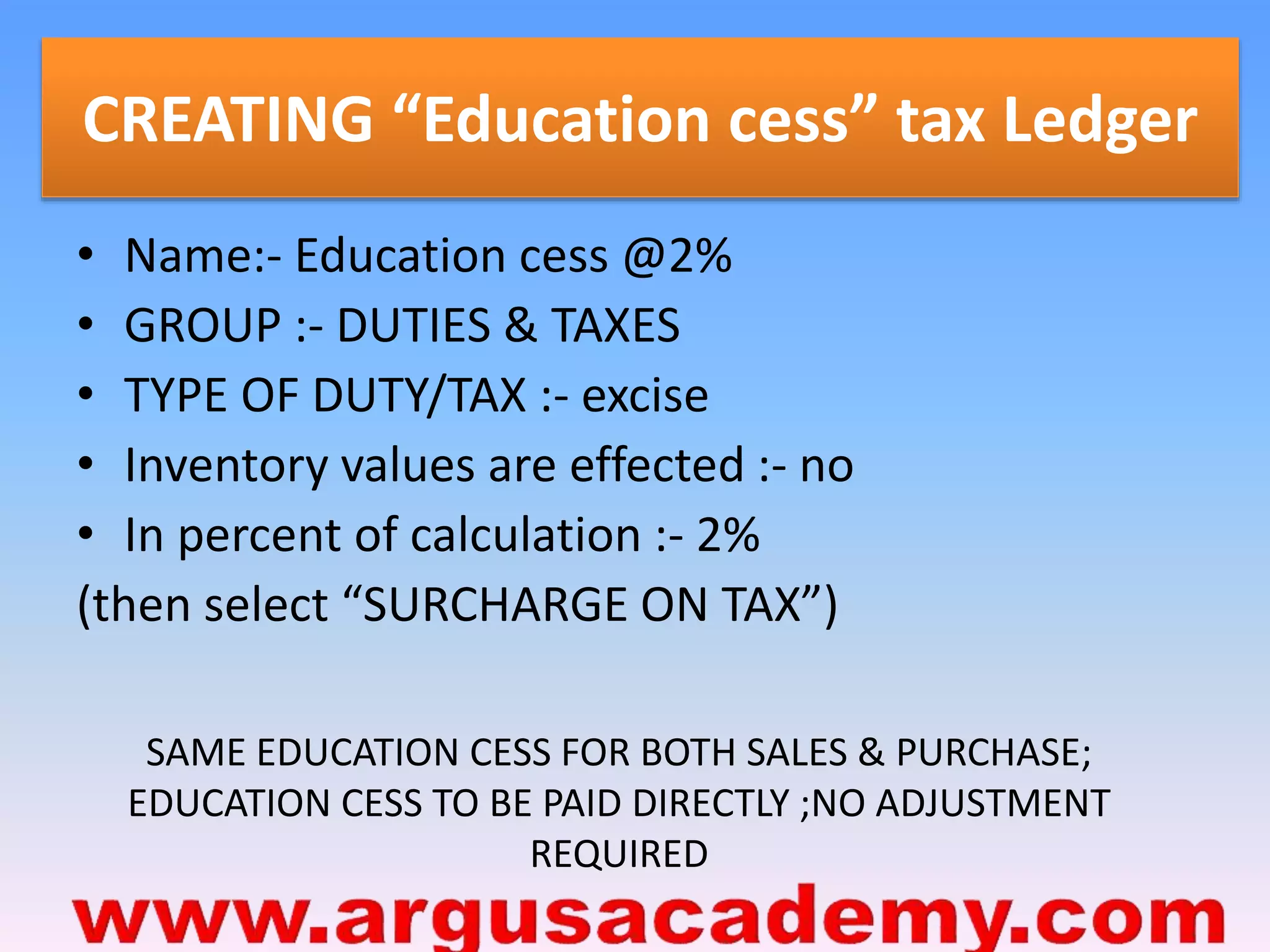 TALLY Tcs & excise ENTRY | PPSX