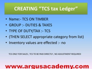 TALLY Tcs & excise ENTRY | PPSX