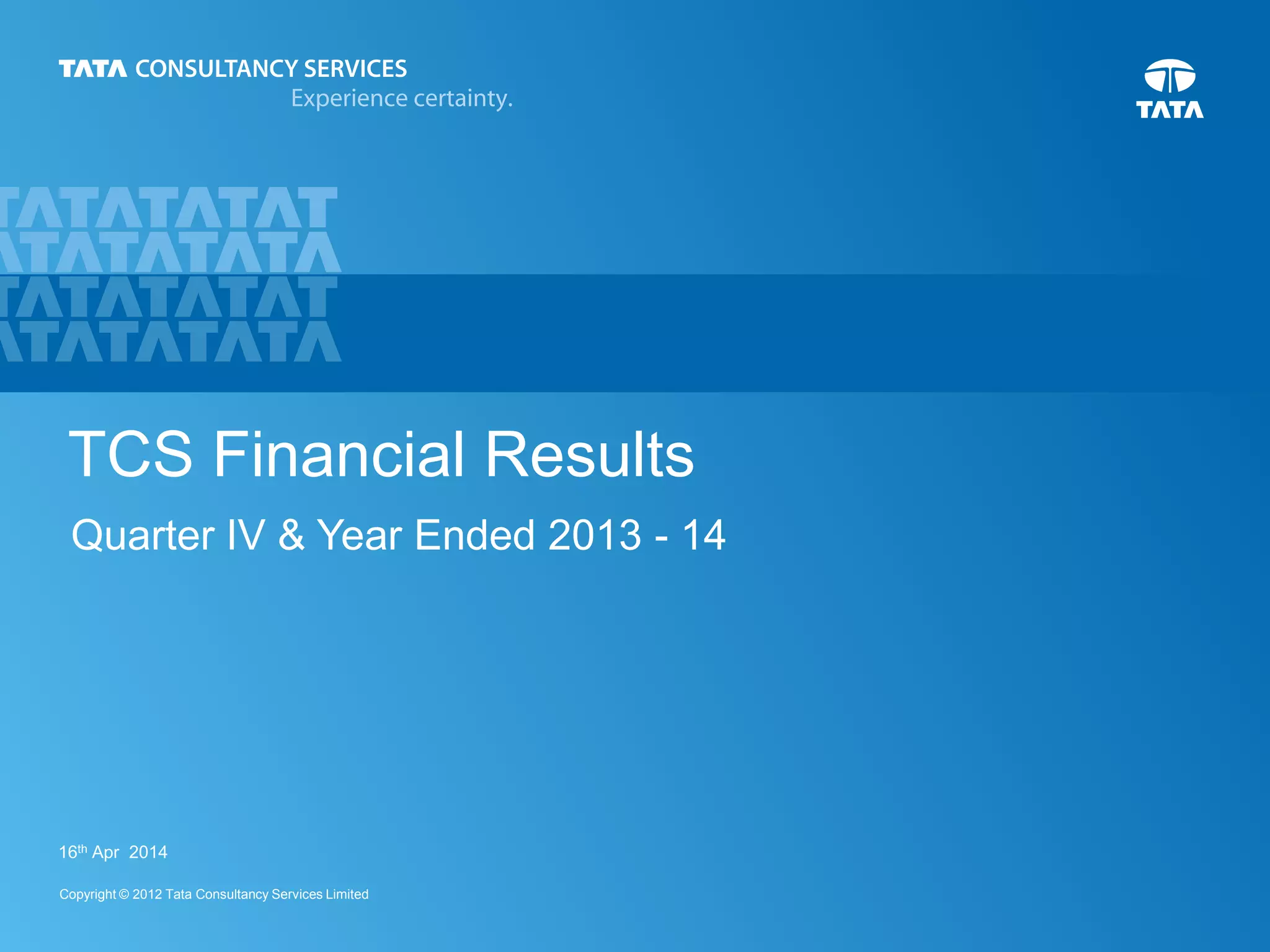 TCS Fact Sheet Q4 FY14 | PDF