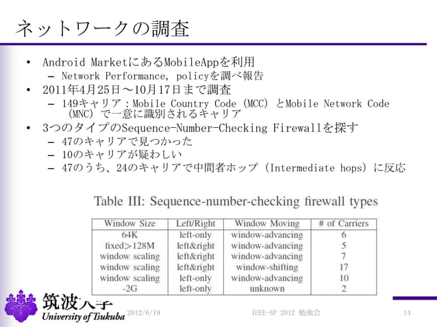Ieee Sp 2012勉強会:「off Path Tcp Sequence Number Inference Attack How Firewall Middleboxes Reduce