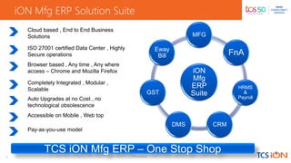 Tcs iON Manufacturing ERP presentation | PPTX