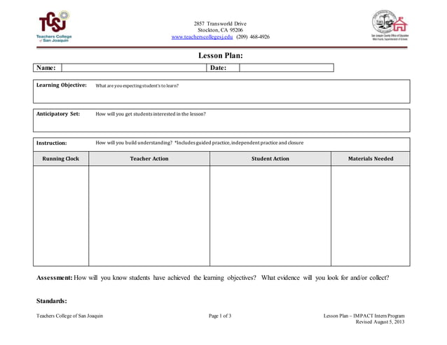 Tcsj lesson plan | DOCX | Educational Assessment | Education