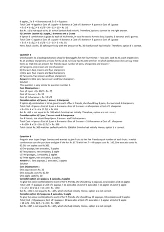 Tcs model question 1 | DOCX | Grocery Shopping | Shopping