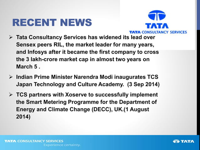Tcs ppt | PPTX | Information Services Industry | Industries