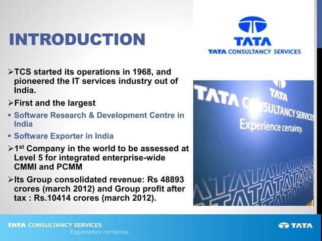 Tcs ppt | PPTX | Information Services Industry | Industries
