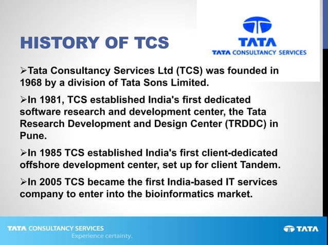 Tcs ppt | PPTX | Information Services Industry | Industries
