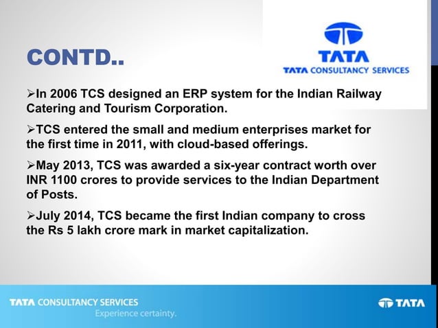 Tcs ppt | PPTX | Information Services Industry | Industries