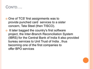 Tcs providing it services around the globe | PPTX