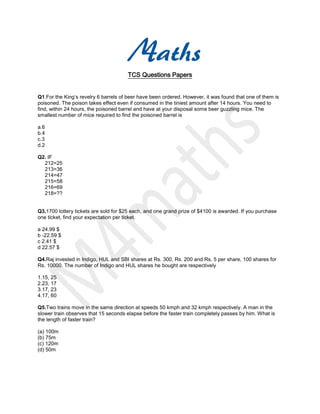 Tcs questions papers | PDF