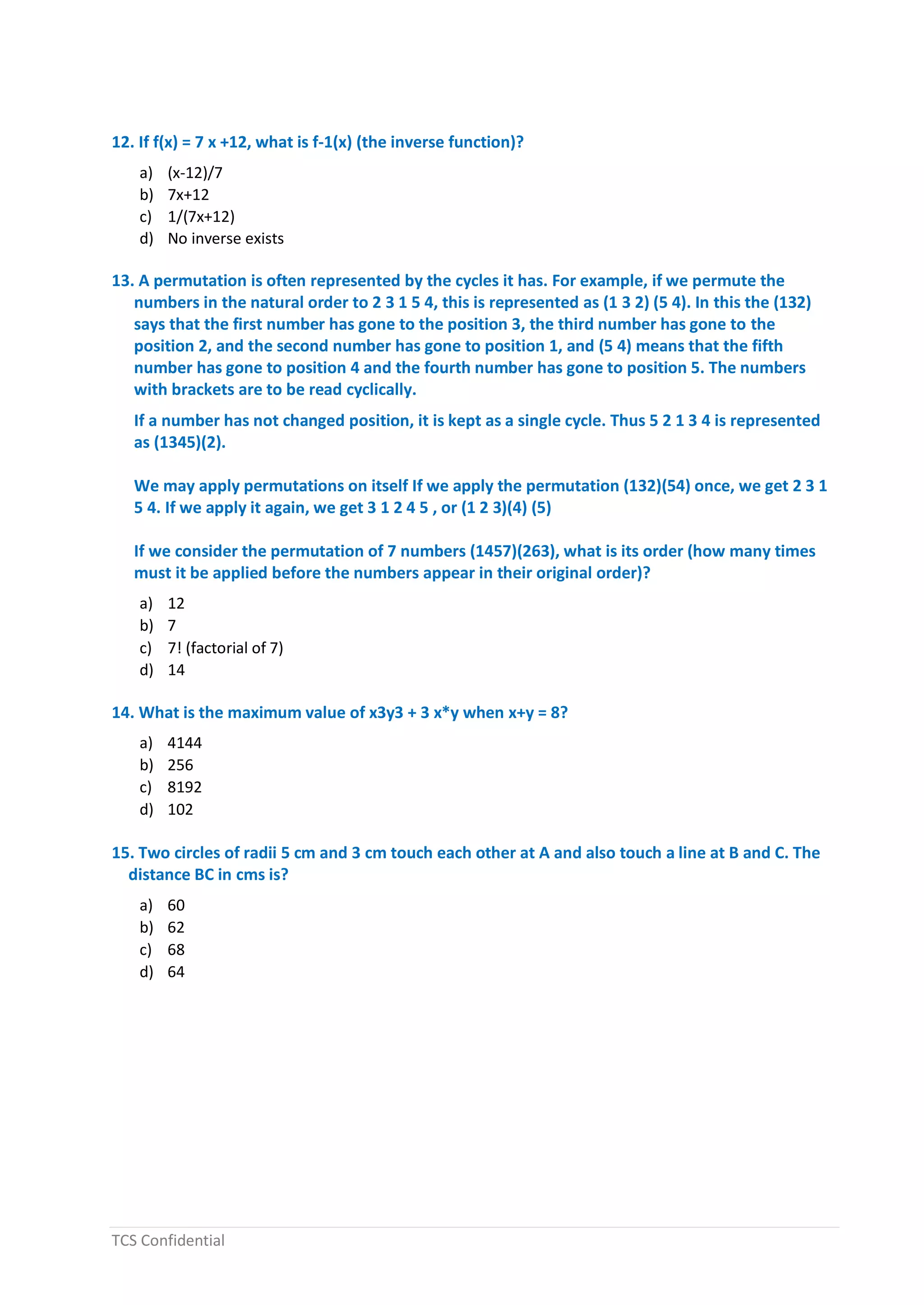 TCS - sample questions | PDF