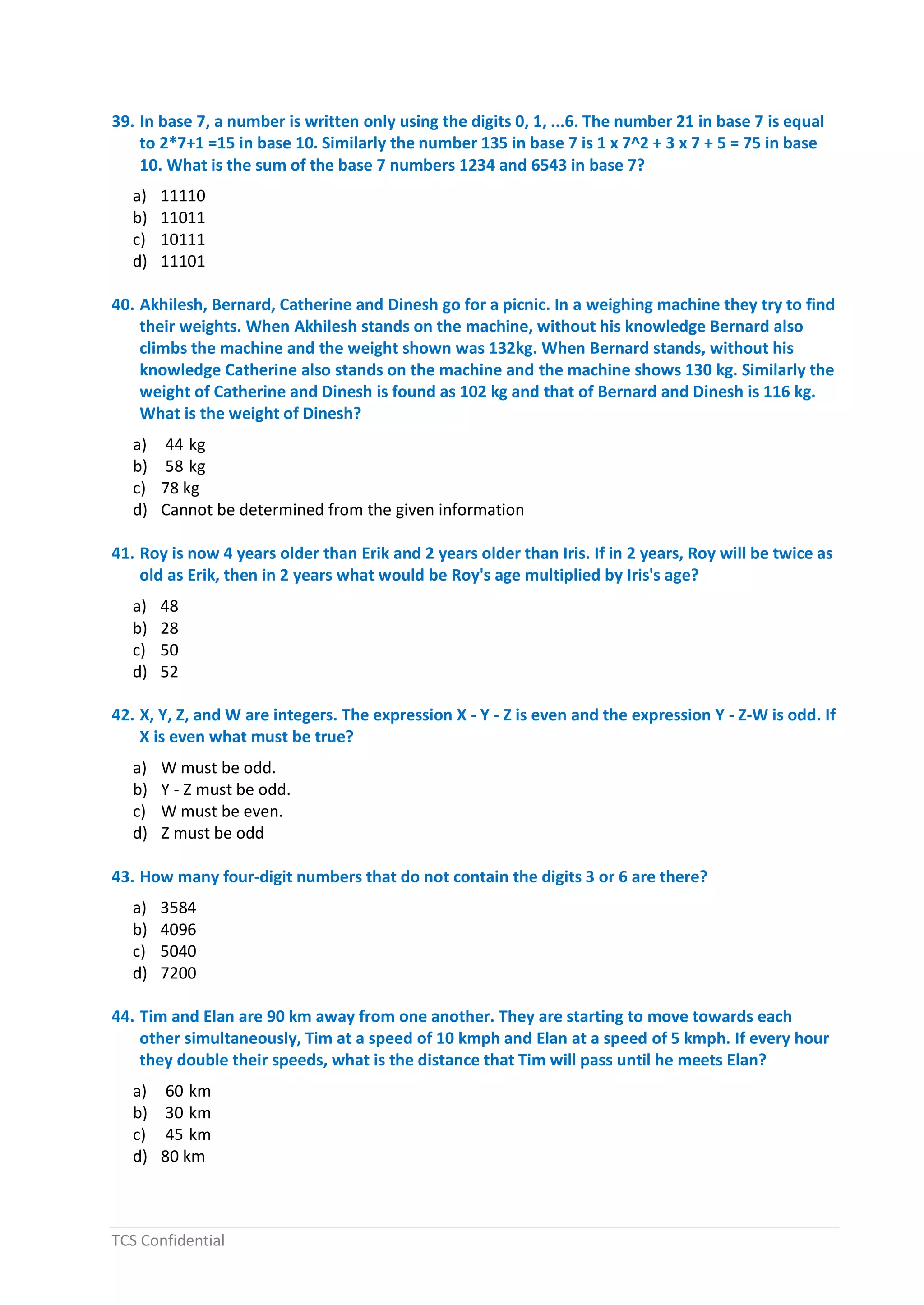 TCS - sample questions | PDF