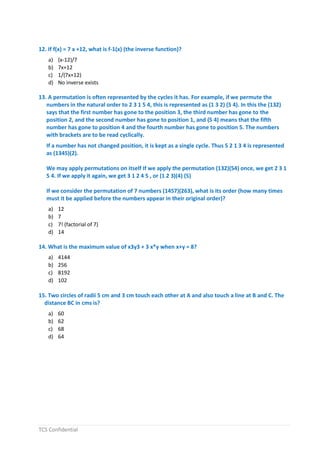 TCS - sample questions | PDF