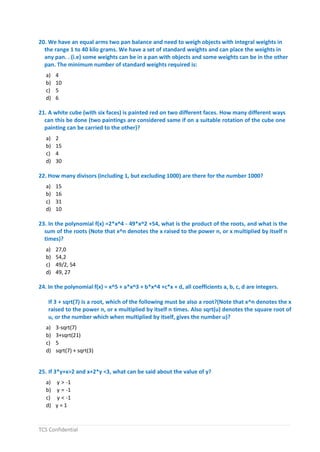 TCS - sample questions | PDF